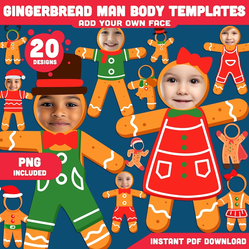 Gingerbread Faces Cutout - Etsy