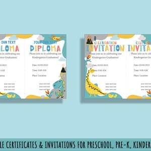 Editable Preschool Diplomas, Certificates, and Graduation Invitations ...