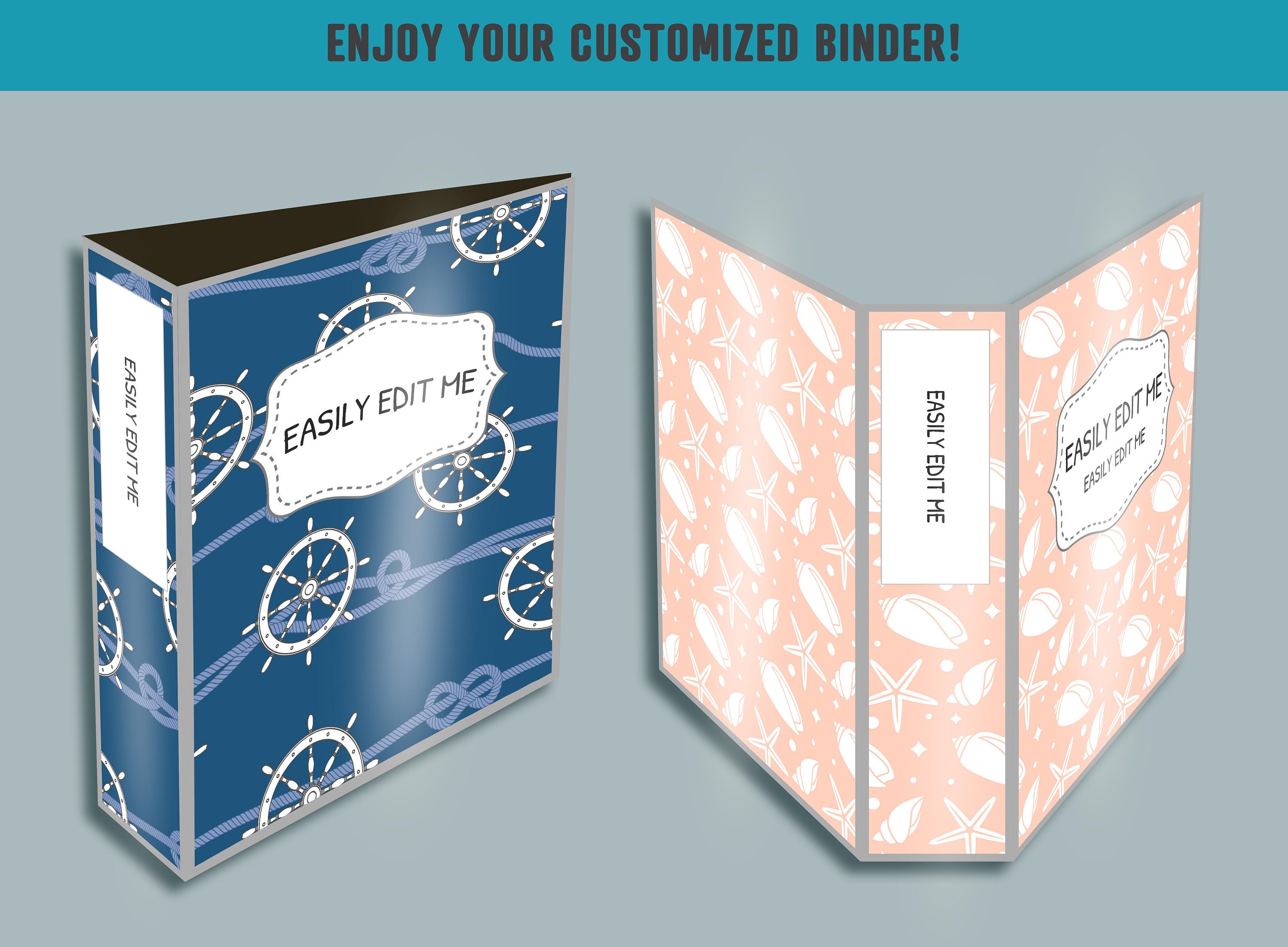 Marine Binder Cover, 10 Printable & Editable Binder Covers + Spines ...