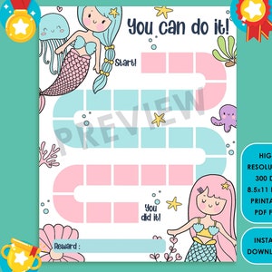 Printable Mermaid Reward Chart for Kids: Encourage Positive Behavior ...