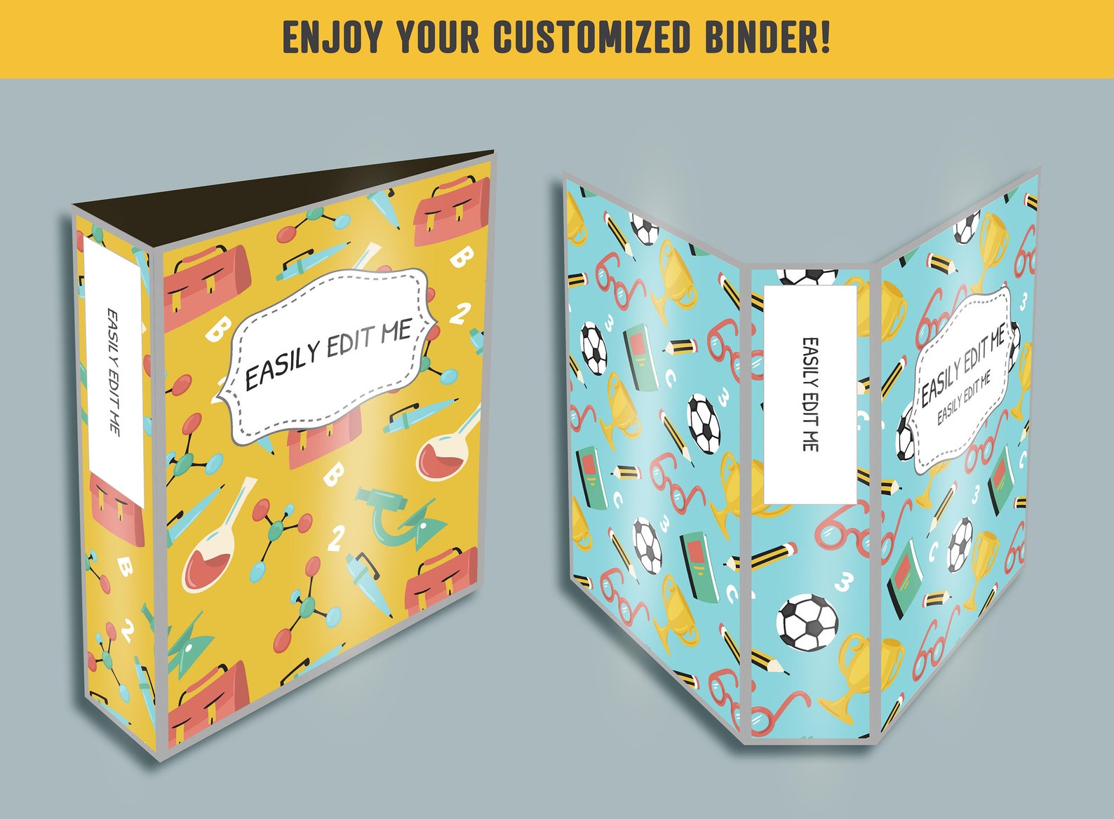 Back to School Pattern Binder Cover, 10 Printable/editable Binder ...