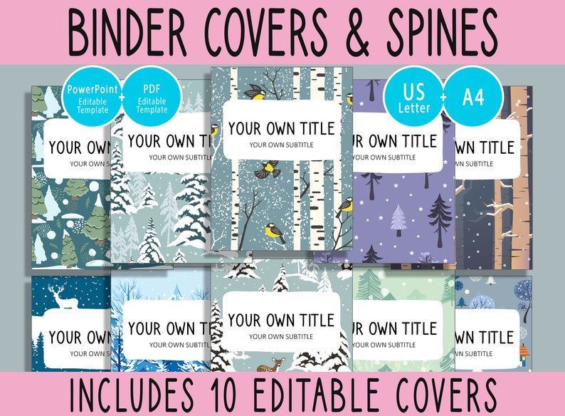 10 Editable Winter Forest Binder Covers Includes 1 1.5 - Etsy