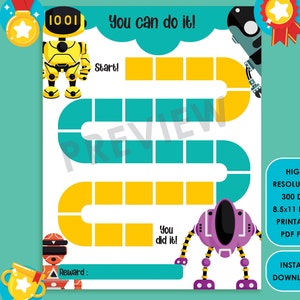 Printable Robot Reward Chart for Kids: Guide Positive Behavior With 2 ...