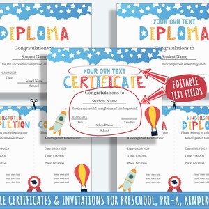 Editable Kindergarten Diploma, Completion Certificates, 37 Pages, PDF ...