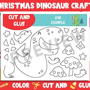 Christmas Dinosaur Craft Activity - Color, Cut, and Glue for Prek to ...