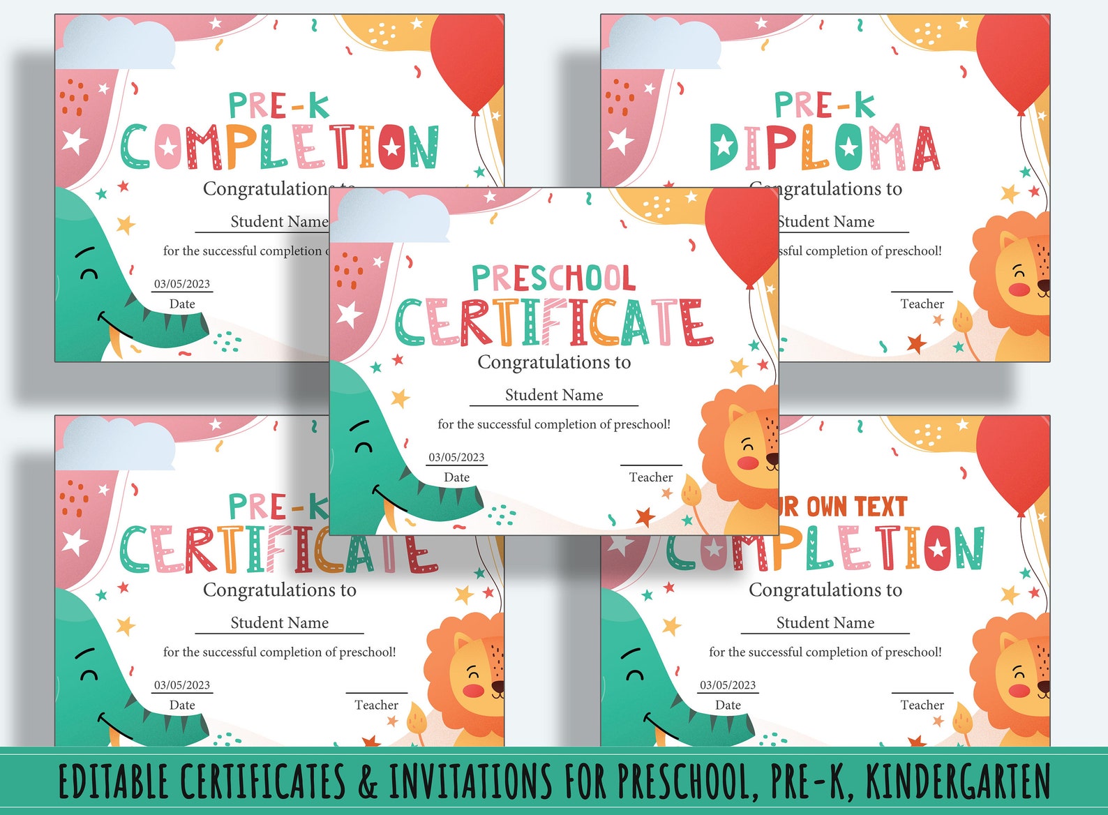 Diploma, Certificate, and Invitation Template for Kids With Animals ...