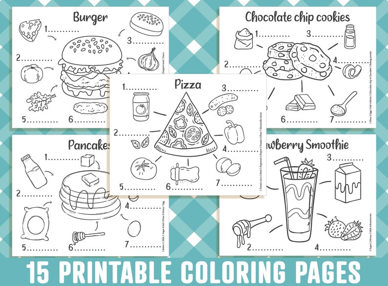 Food Coloring Pages, 15 Printable Recipe Coloring Pages for Kids, Boys ...