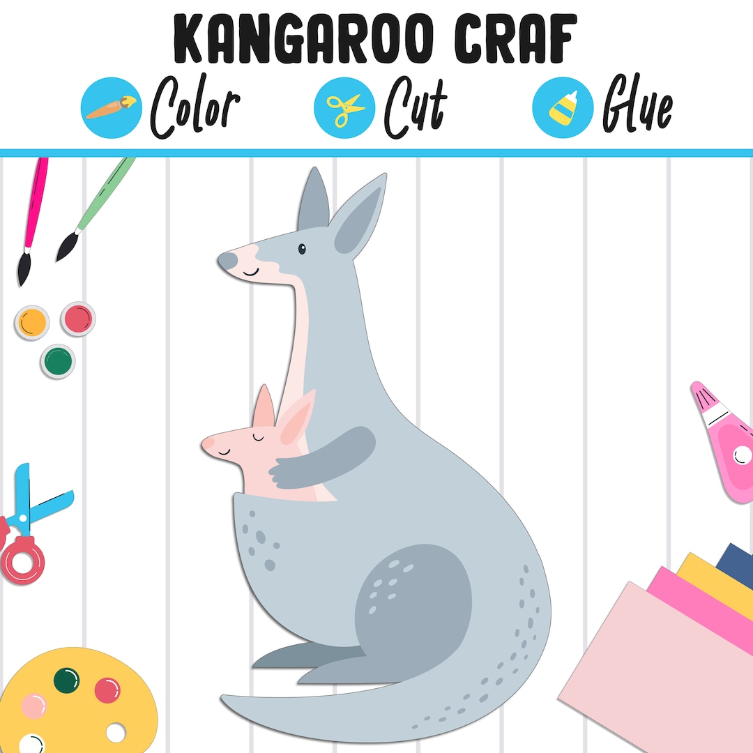 Kangaroo Craft for Kids: Color, Cut, and Glue, a Fun Activity for Pre K ...