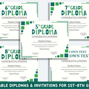 Editable 7th Grade Awards, 1st to 8th Grade Diploma, Certificate of ...