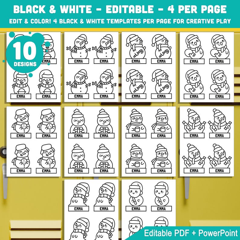 Editable Locker Labels (cubby Name Tags), Cute Snowman Themed, Pre ...
