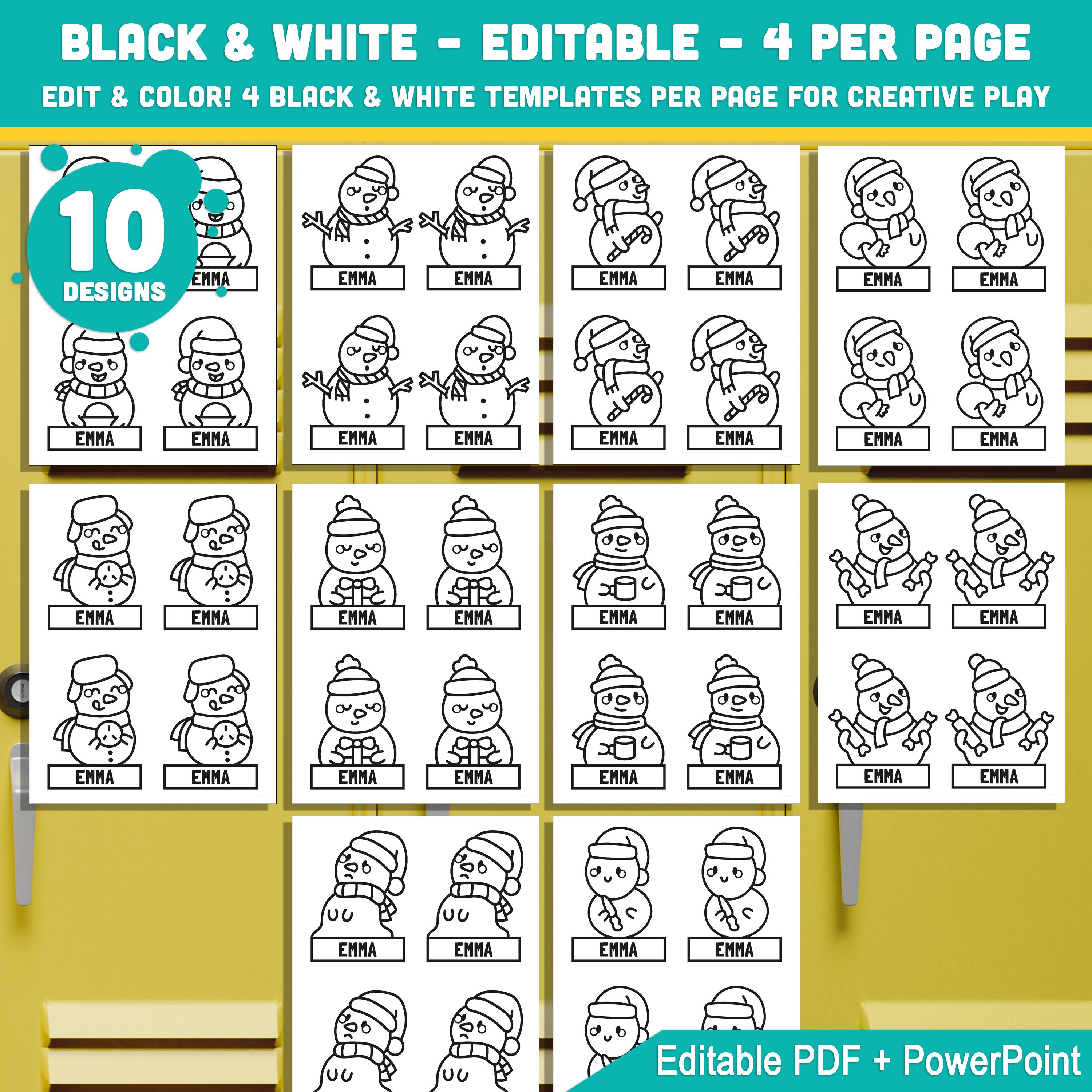 Editable Locker Labels (cubby Name Tags), Cute Snowman Themed, Pre ...