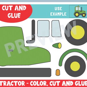 Tractor Craft Activity - Color, Cut, and Glue for Prek to 2nd Grade ...
