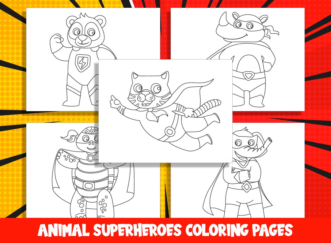 Animal Superheroes Coloring Pages: 20 Epic Designs PDF File - Etsy
