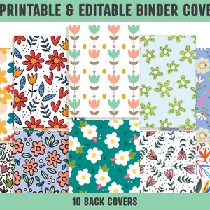 Floral Binder Cover, 10 Printable & Editable Covers+spines, Binder ...