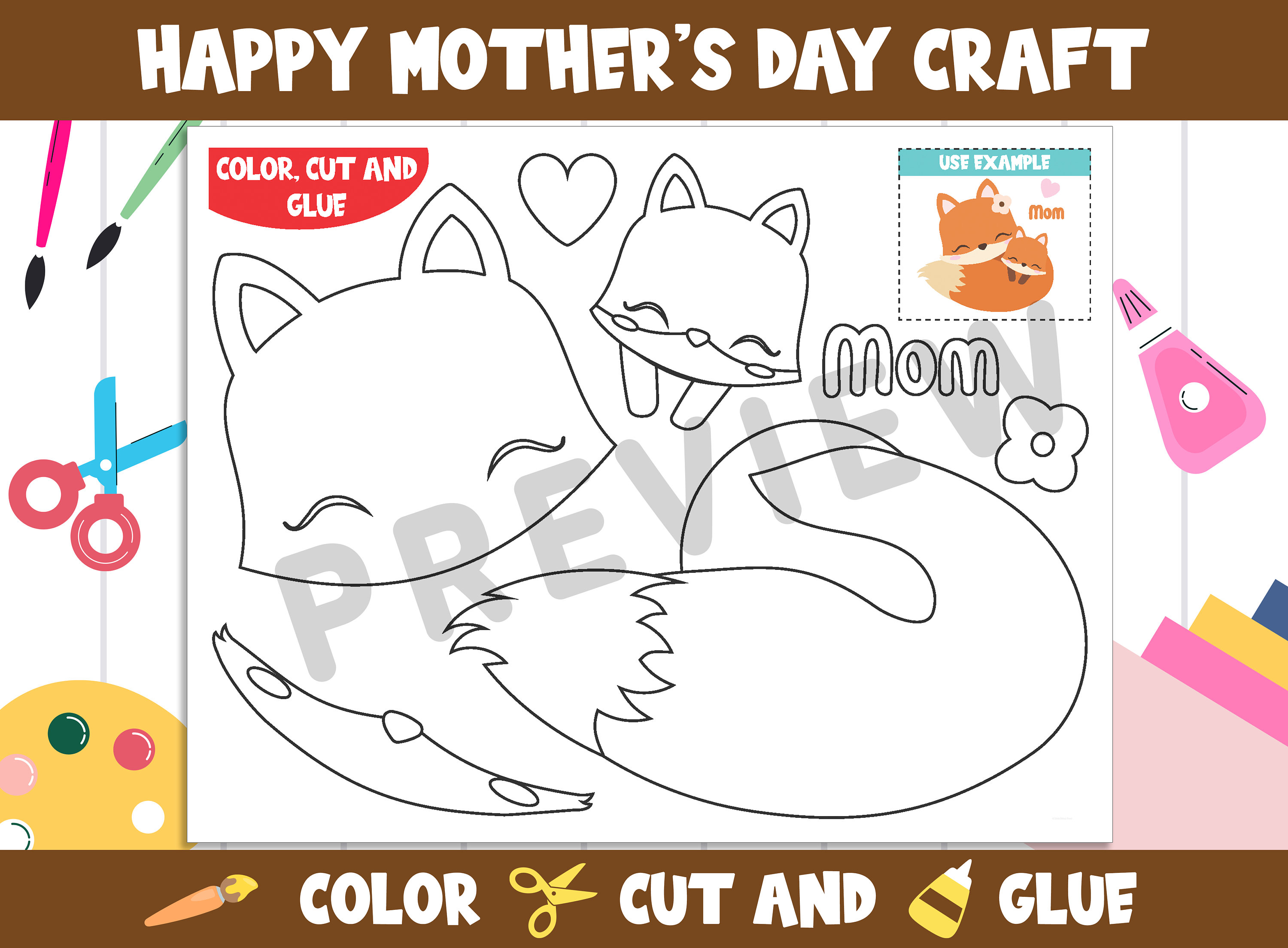 Happy Mother's Day Craft Activity - Color, Cut, and Glue for Prek to ...