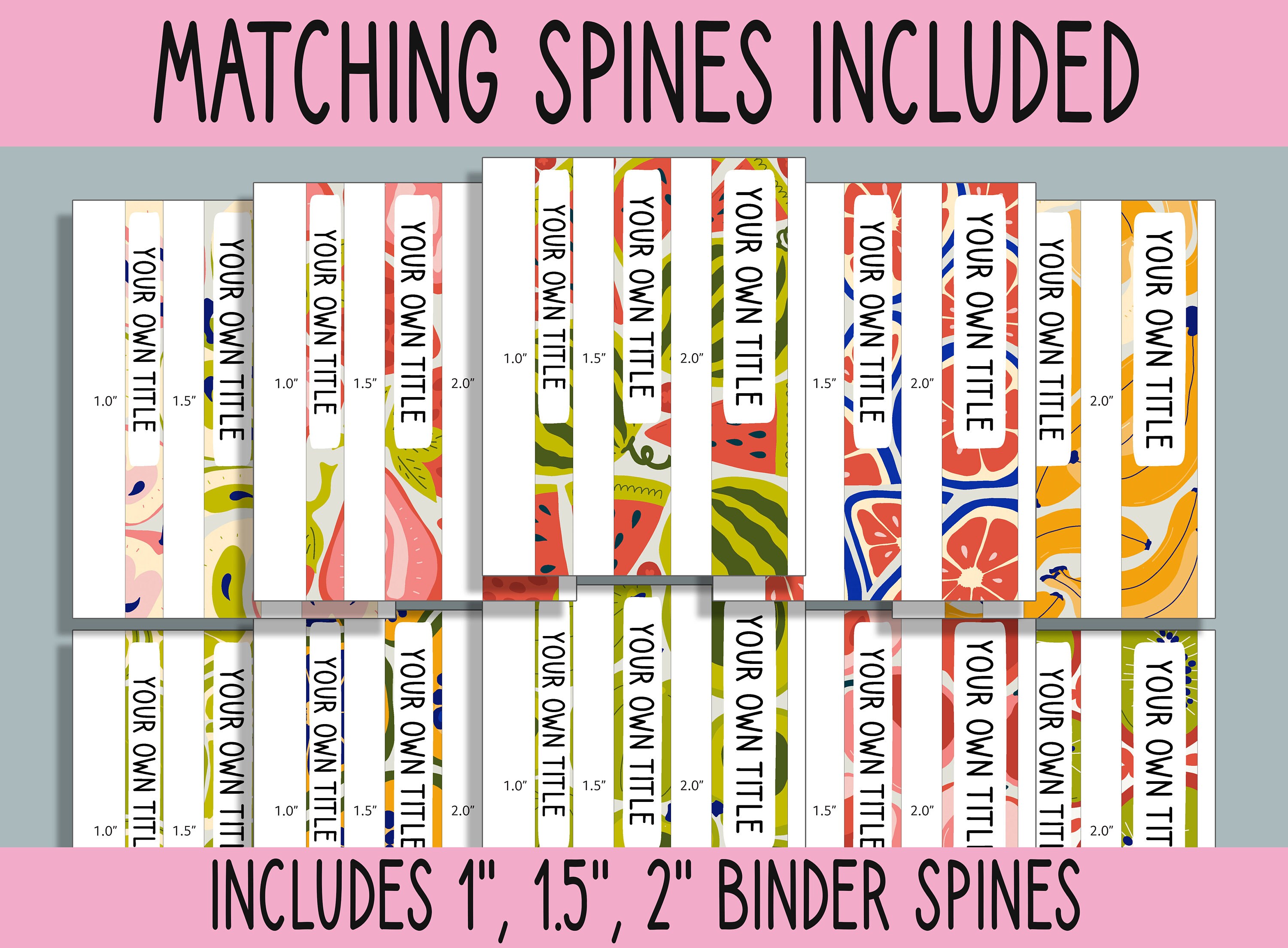 10 Editable Abstract Fruits Binder Covers Includes 1 1.5 - Etsy