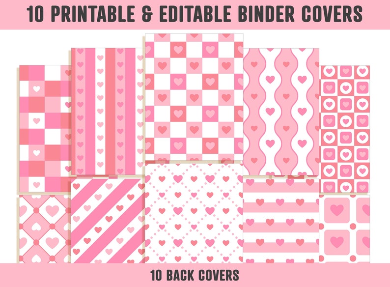 Valentine Binder Covers, 10 Printable & Editable Binder Covers+spines ...