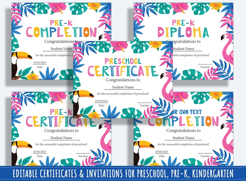 Preschool Graduation Diploma, Editable End of Year Diplomas ...