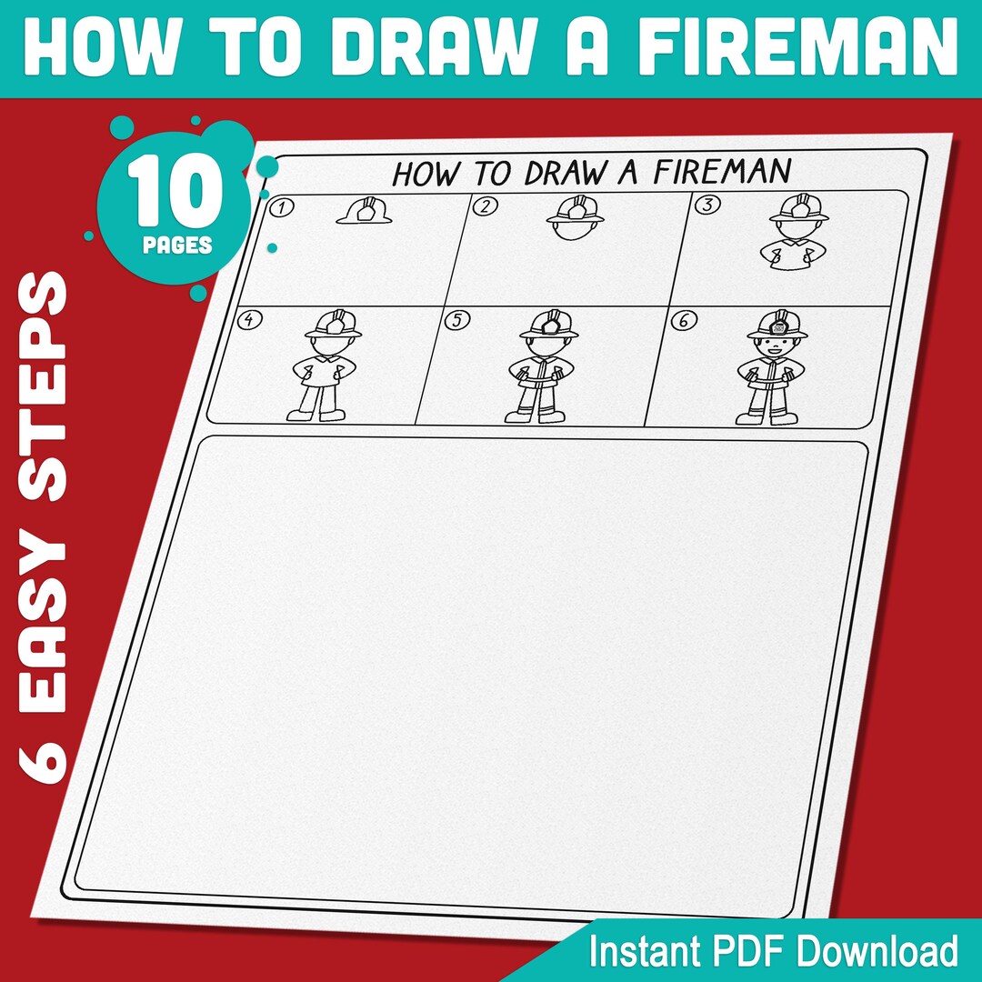 Learn How to Draw a Fireman for Kids: 5-page Drawing Tutorial + 5 Fun ...