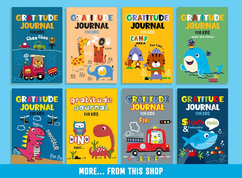 Gratitude Journal for Kids Shark & Friends, Daily Journal Prompts, 10 ...