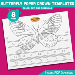 Butterfly Paper Crown Templates – Printable Spring Headband Craft for ...