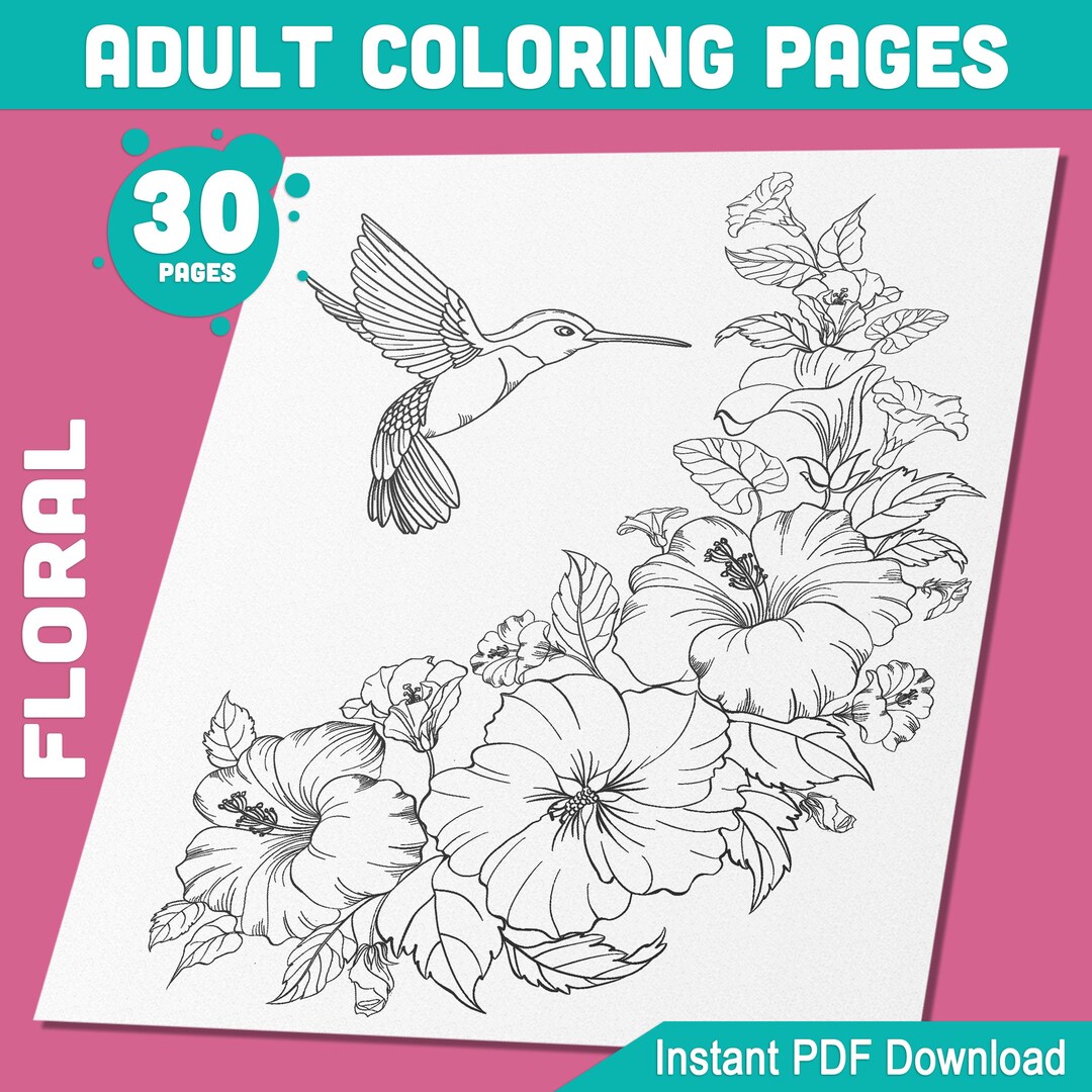 Botanical Coloring Pages: 30 Detailed Designs of Birds, Flowers, Bees ...