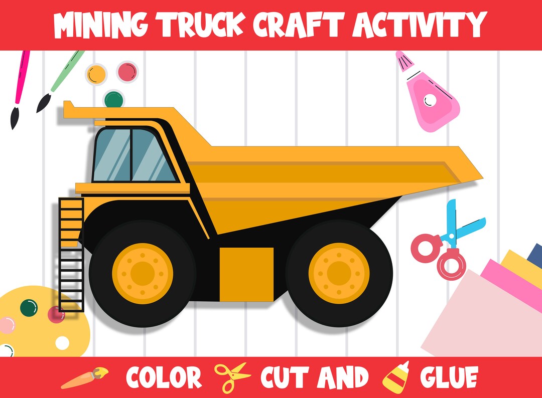 Construction Vehicle Craft Activity - Mining Truck : Color, Cut, and ...