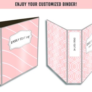 Pink Binder Cover, 10 Printable & Editable Covers+spines, Binder Insert ...