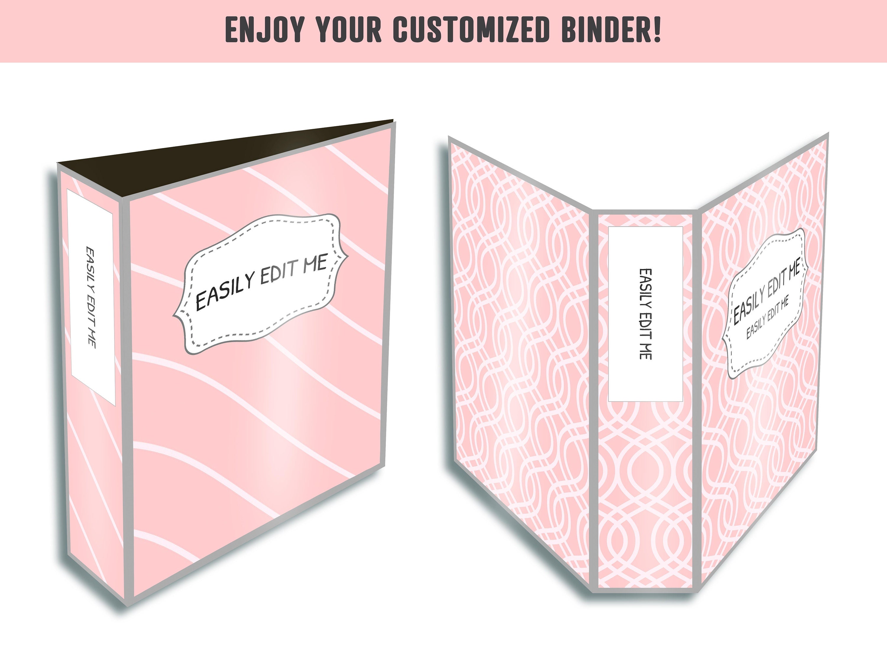 Pink Binder Cover, 10 Printable & Editable Covers+spines, Binder Insert ...