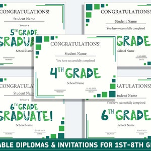 Editable 7th Grade Awards, 1st to 8th Grade Diploma, Certificate of ...