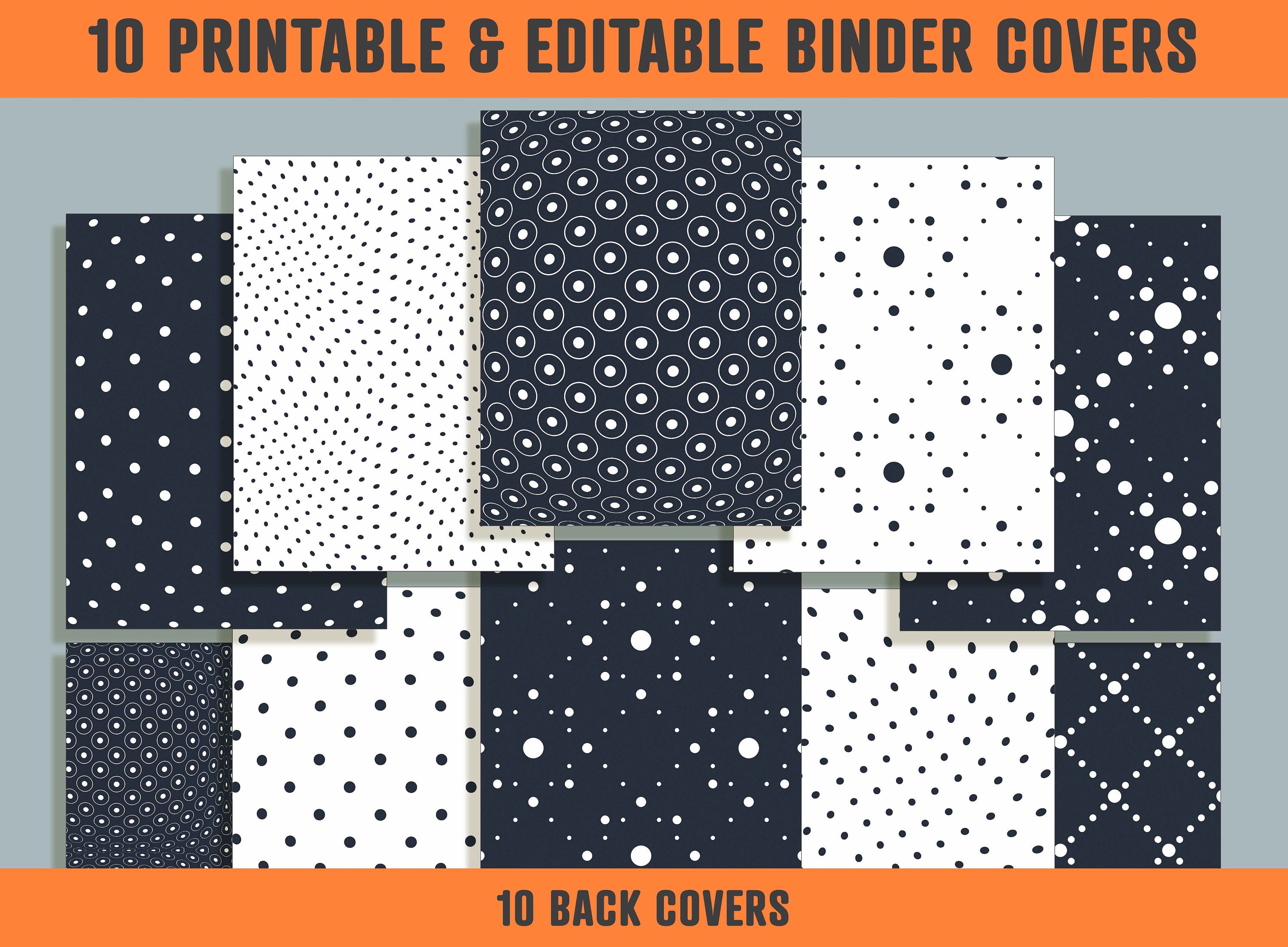 Minimal Simple Dotted Geometric Binder Cover, 10 Printable/editable ...