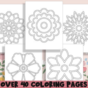 Flower Mandalas Coloring Book, 40 Printable Simple Spring Flower ...