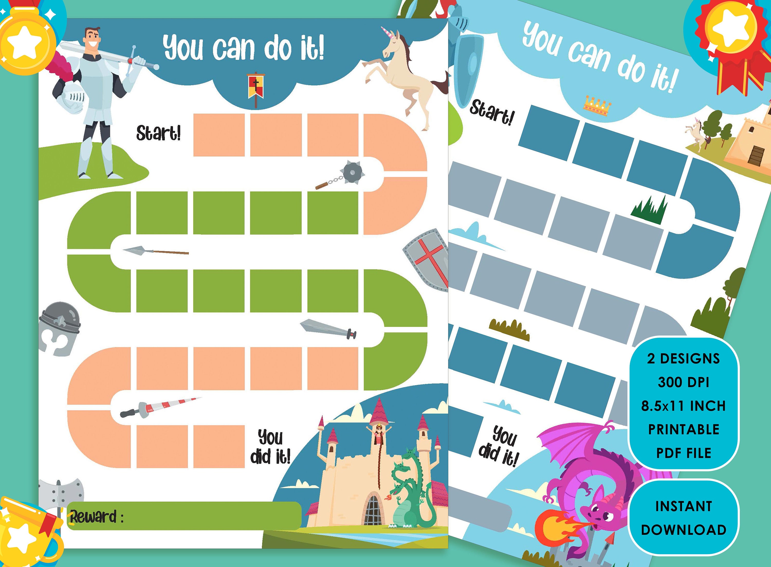 Printable Dragon Fighting Reward Chart Knight Behavior Chart - Etsy