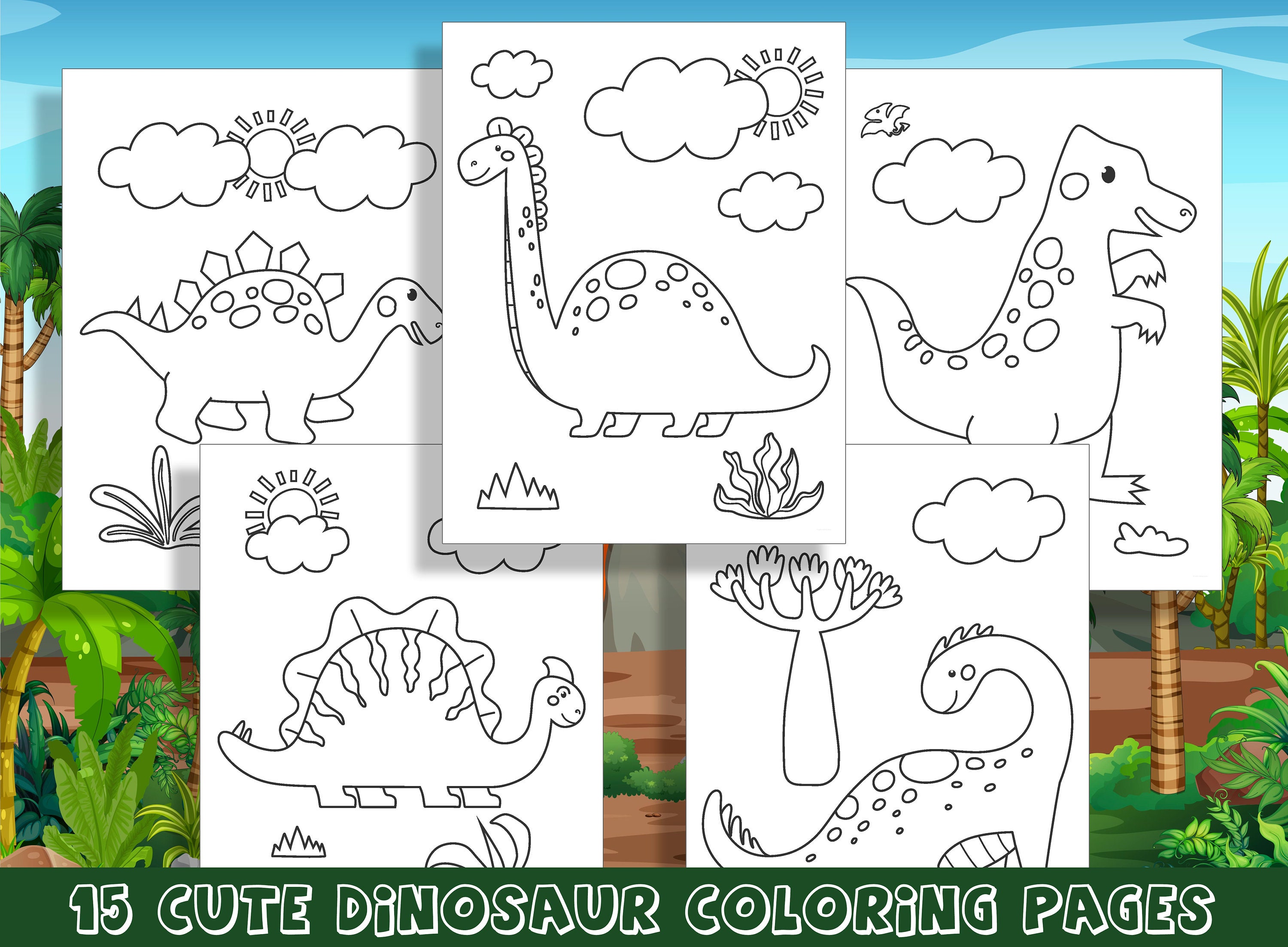 Roar-some Fun: 15 Cute Dinosaur Coloring Pages for Preschool and ...