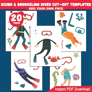Scuba & Snorkeling Diver Body Cut-out Craft: Add Your Face to Printable ...