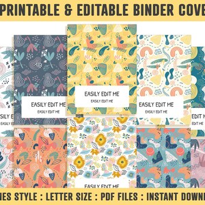 Abstract Planner Cover, 10 Printable & Editable Binder Covers+spines ...