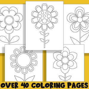Spring Flowers Coloring Book, 40 Printable Coloring Pages for Kids a ...
