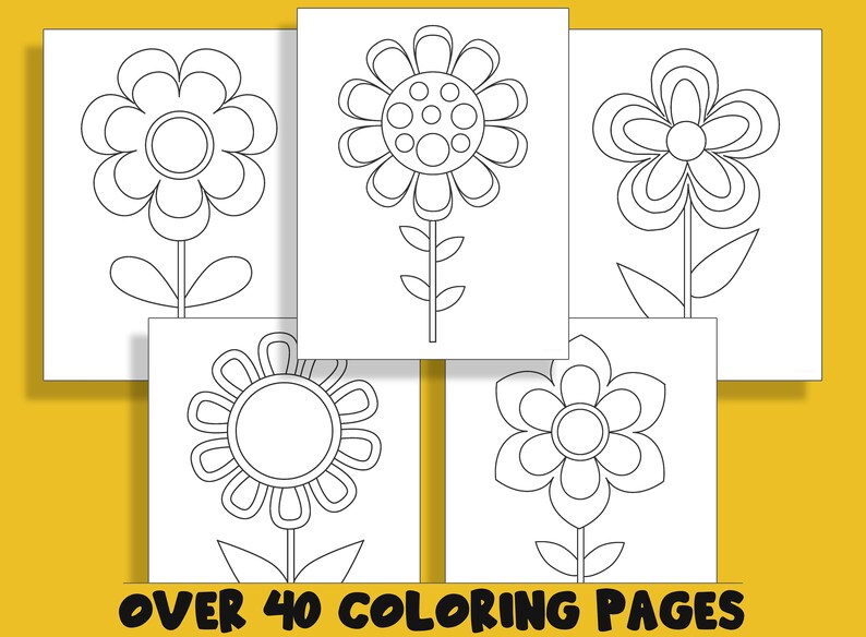 Spring Flowers Coloring Book, 40 Printable Coloring Pages for Kids a ...