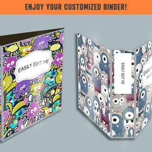 Monster Binder Cover, 10 Printable & Editable Binder Covers + Spines ...