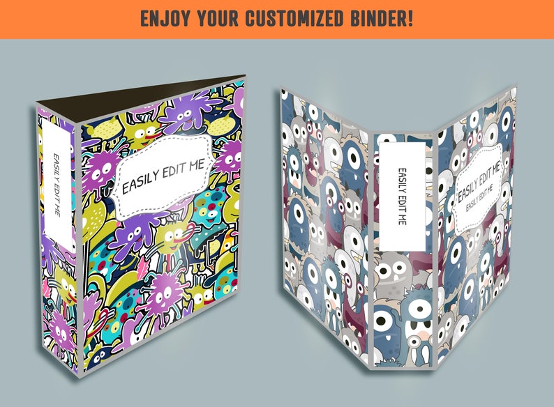 Monster Binder Cover 10 Printable & Editable Binder Covers - Etsy