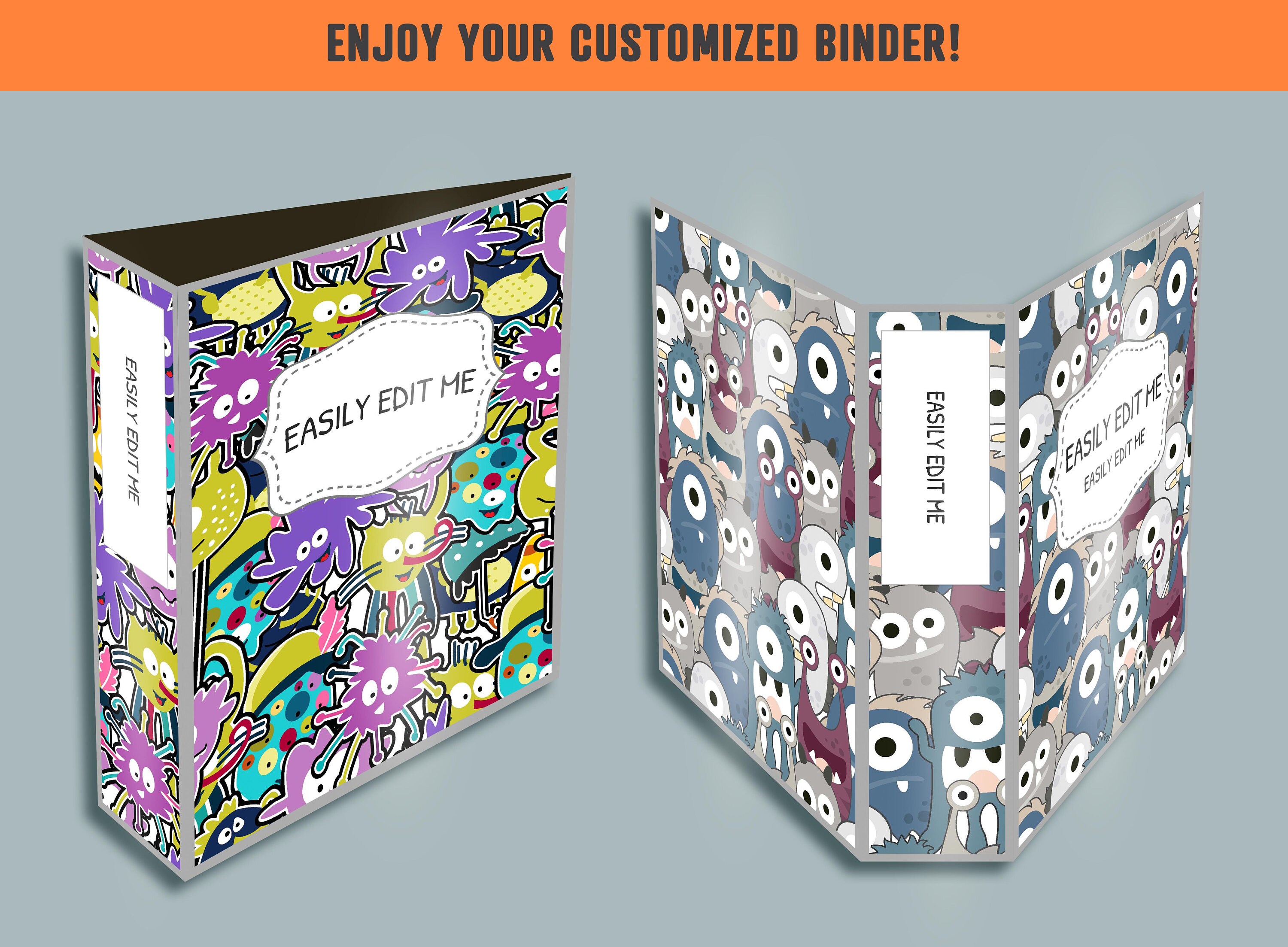 Monster Binder Cover 10 Printable & Editable Binder Covers - Etsy