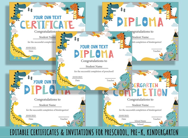 Editable Preschool Diplomas Certificates and Graduation - Etsy