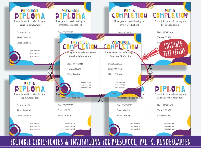Editable End of the Year Awards Kindergarten Diploma Promotion ...