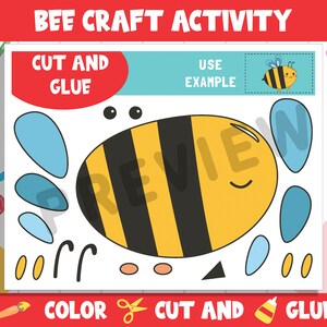 Cute Bee Craft Activity - Color, Cut, and Glue for Prek to 2nd Grade ...