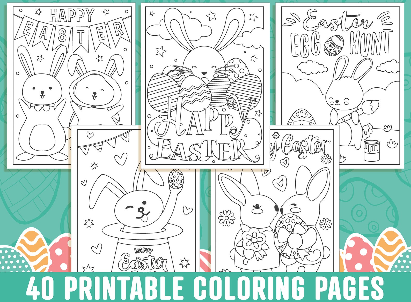 Easter Coloring Pages 40 Printable Easter Coloring Pages for | Etsy