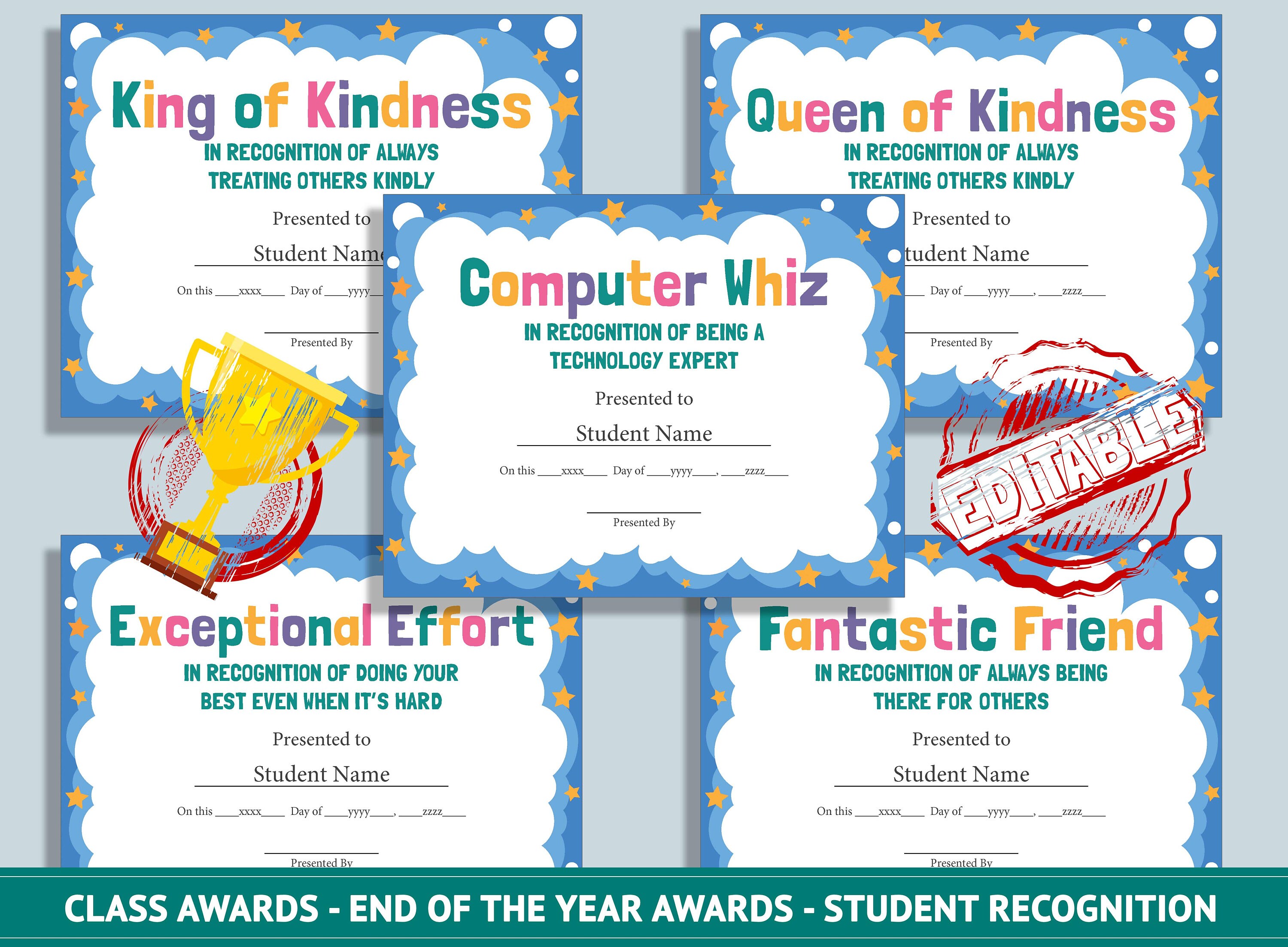 26 Editable Class Awards End of the Year Awards Student Recognition ...