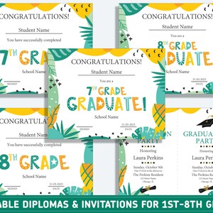 Editable 8th Grade Awards, 1st to 8th Grade Diploma, Certificate of ...