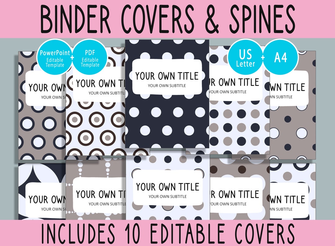 10 Editable Polka Dots Binder Covers Includes 1 1.5 2 - Etsy
