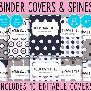 10 Editable Polka Dots Binder Covers, Includes 1, 1.5, 2" Spines ...