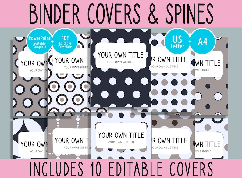 10 Editable Polka Dots Binder Covers Includes 1 1.5 2 - Etsy